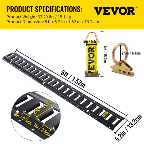 VEVOR E Track Tie-Down Rail Kit, 30PCS 5FT E-Tracks Set Includes 4 ...