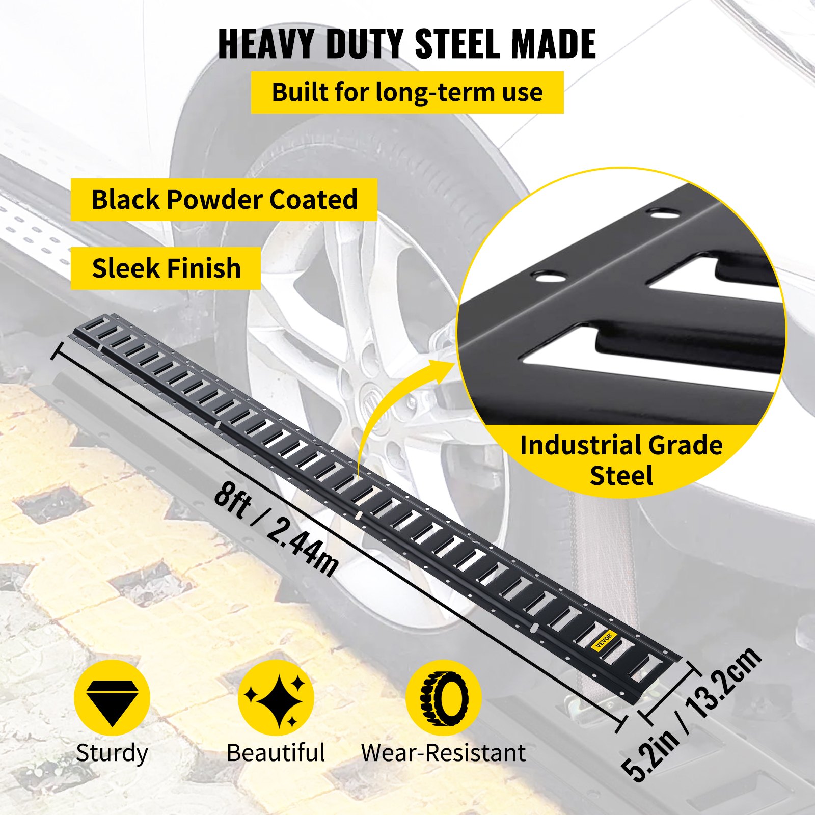 VEVOR E-Track Tie-Down Rail, 4PCS 8-FT Steel Rails w/Standard 1"x2.5 ...