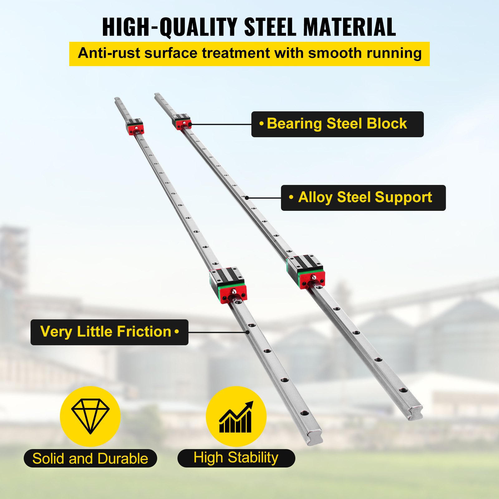 VEVOR Linear Rail HSR15-1500mm? 2pcs Linear Guideway Rail?4X Square ...