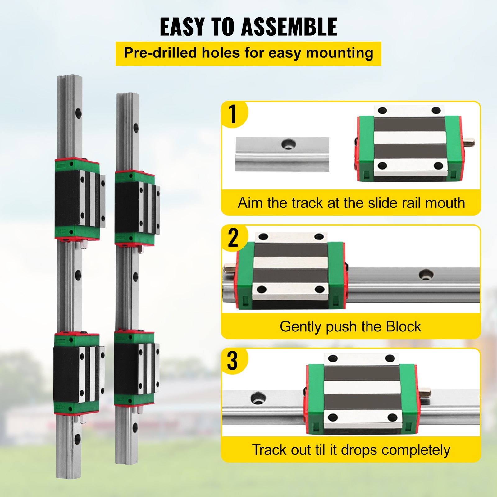 VEVOR Linear Rail 15-300mm 2X Linear Guideway Rail 4X Square Type ...