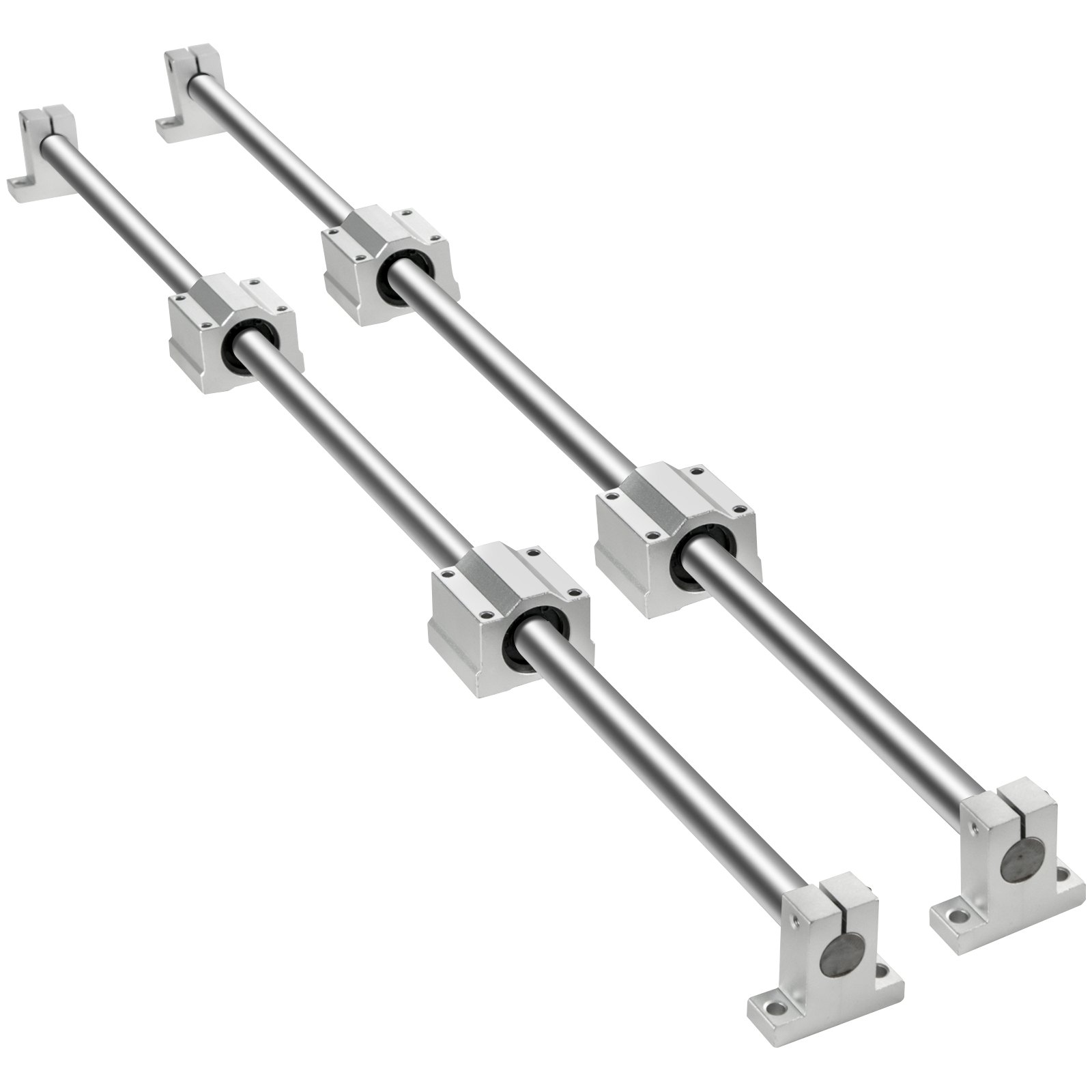 VEVOR Linear Rail 2PCs 16x500 mm Optical Axis w/ Bearing Block & Guide ...
