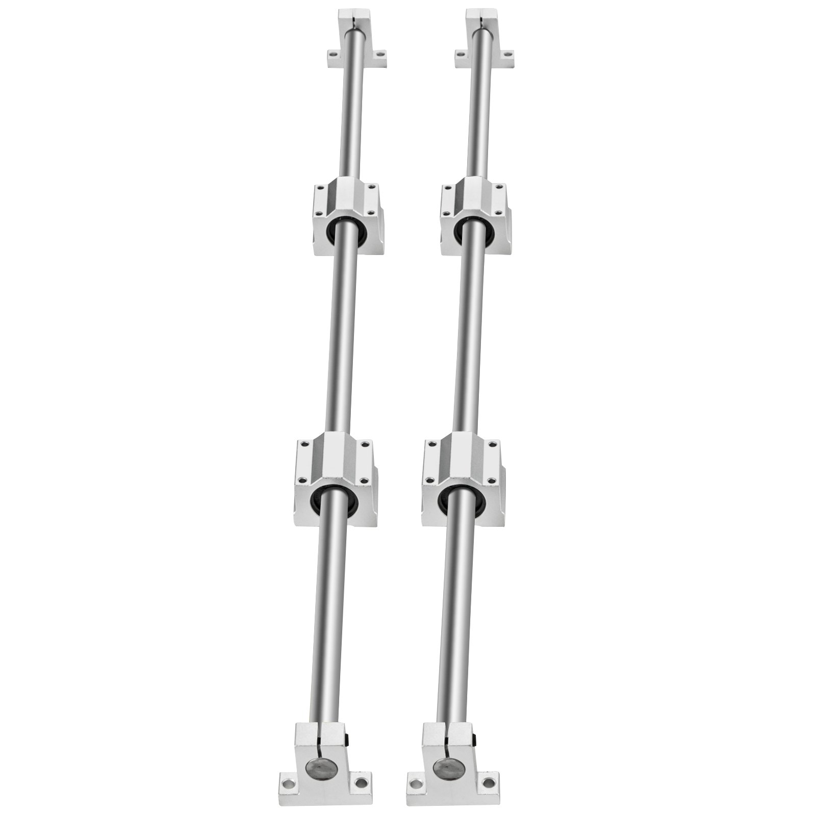 VEVOR Linear Rail 2PCs 16x500 mm Optical Axis w/ Bearing Block & Guide ...