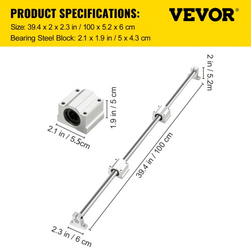 Optical Axis 20mm 1000mm Linear Rail Shaft Rod W/ Bearing Block & Guide ...