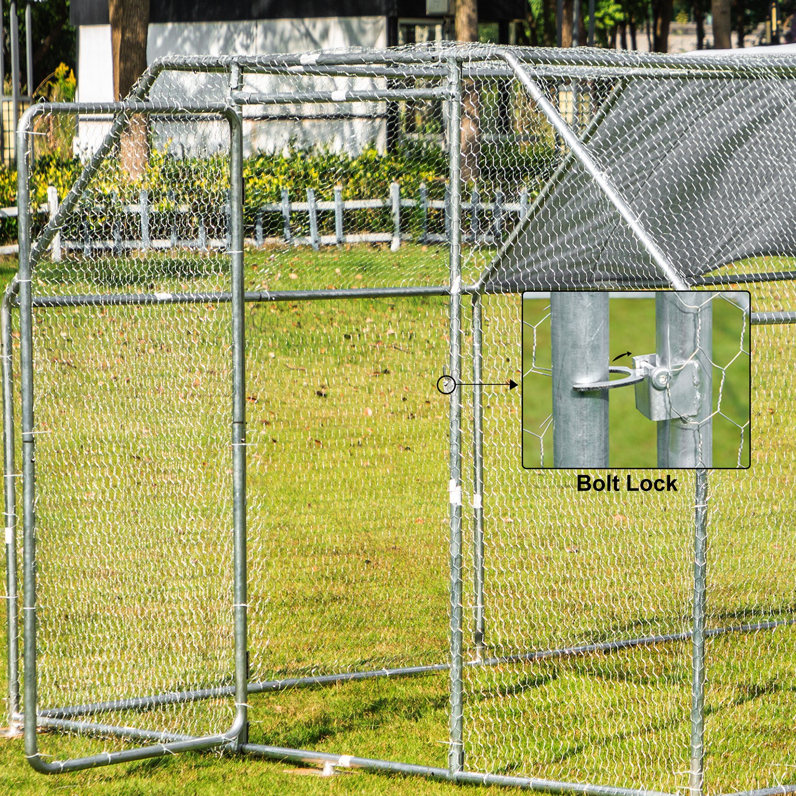 VEVOR Metal Chicken Coop, 9.2'x18.4'x6.4' Large Walk-in Hen House with ...