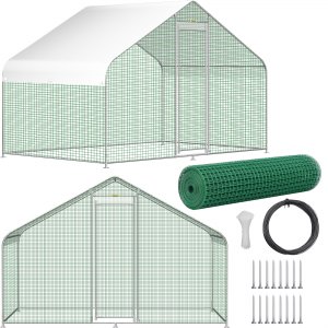 VEVOR Large Metal Chicken Coop with Run, Walk-in Chicken Run for Yard ...
