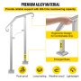 VEVOR Stair Railing Hand Rail Kit Fit 1 or 2 Steps Alloy Metal Step ...