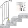 VEVOR Stair Railing Hand Rail Kit Fit 1 or 2 Steps Alloy Metal Step ...