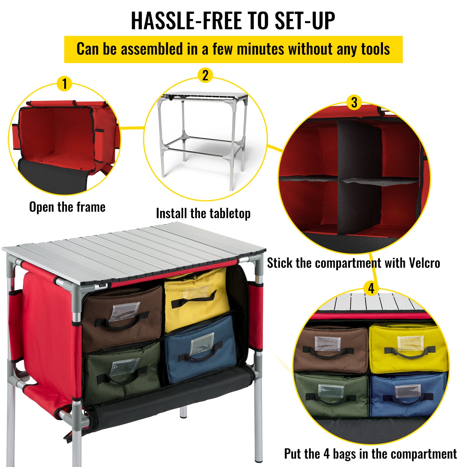 VEVOR Foldable Camping Kitchen Portable Outdoor Kitchen Storage Bag ...
