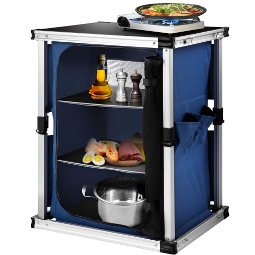 VEVOR Camping Kitchen Table, Pop-up Aluminum Portable Folding Cook ...