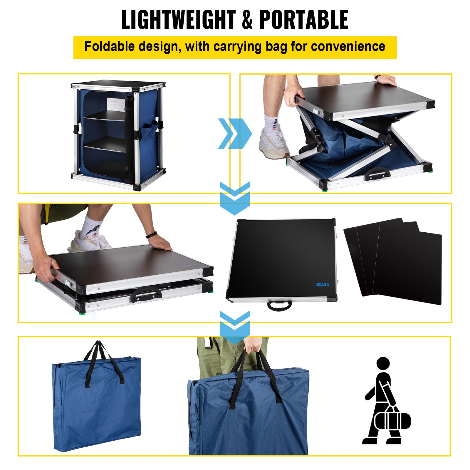 VEVOR Foldable Camping Kitchen Portable Outdoor Kitchen Storage Bag ...
