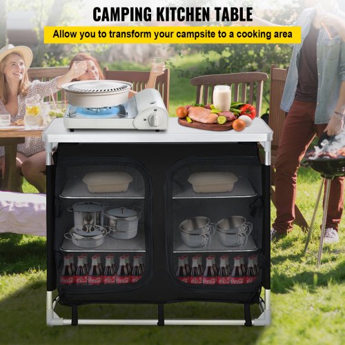 VEVOR Foldable Camping Kitchen Portable Outdoor Kitchen Storage Bag ...