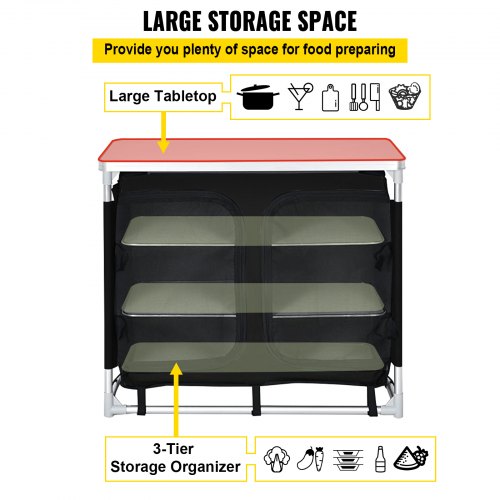 VEVOR Foldable Camping Kitchen Portable Outdoor Kitchen Storage Bag ...