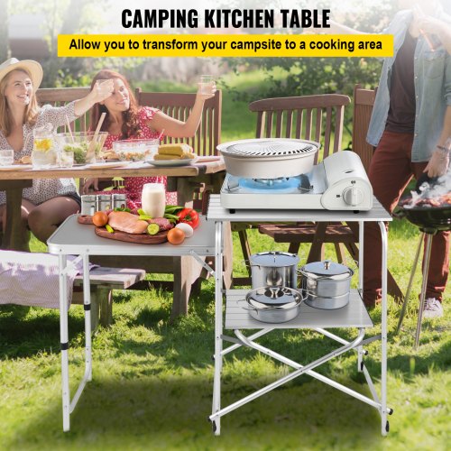 VEVOR Foldable Camping Kitchen Portable Outdoor Kitchen 47"w/ Carry Bag ...
