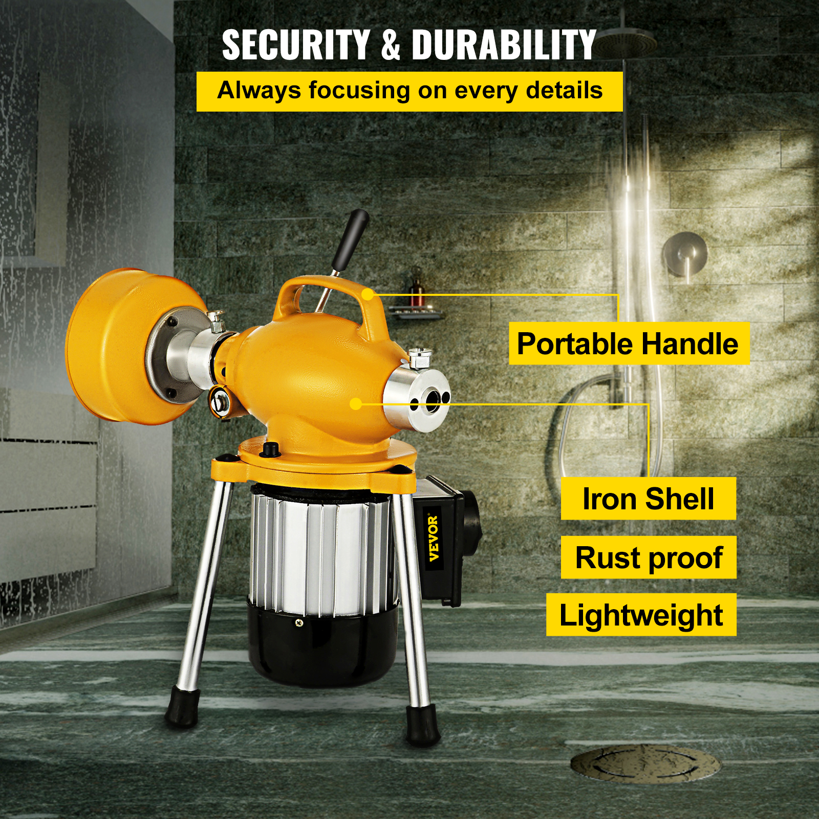 3/4"-4" Dia Sectional Pipe Drain Auger Cleaner Cleaning Machine 400w ...