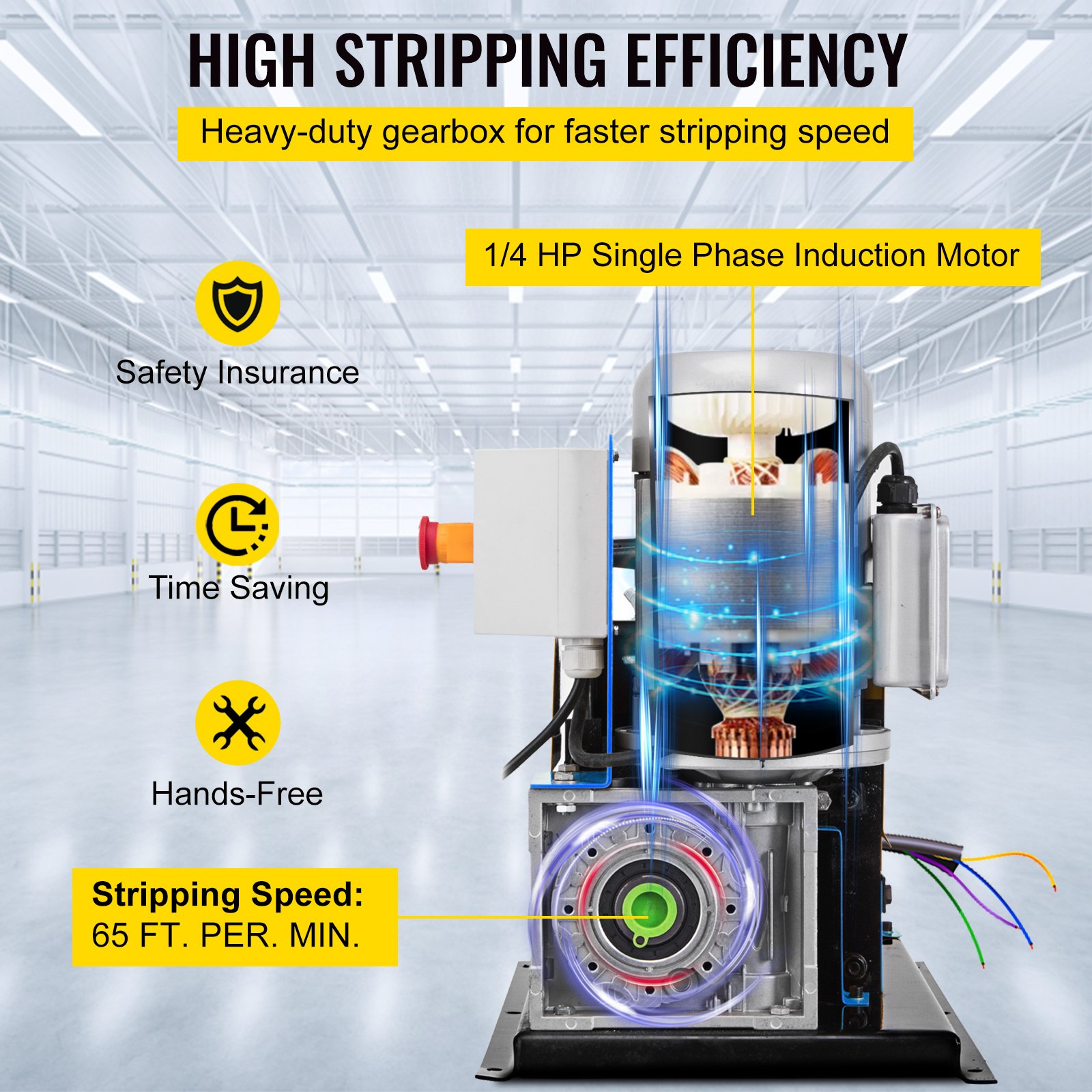 VEVOR VEVOR 1.5-38MM Wire Stripping Machine 370W Wire Stripper Machine ...