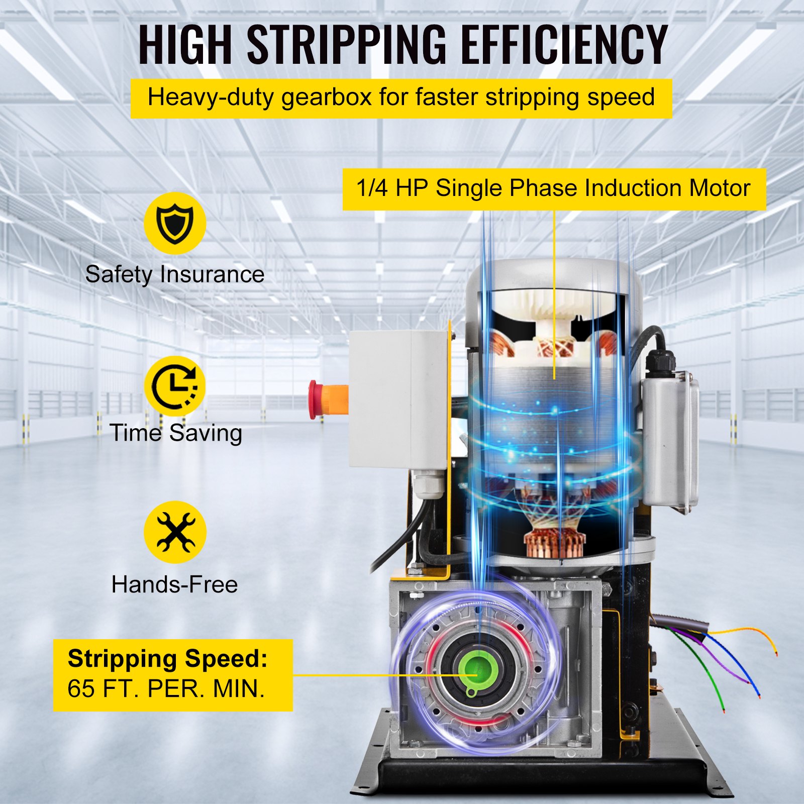 VEVOR VEVOR Electric Wire Stripping Machine Wire Range 1MM-38MM, Wire ...