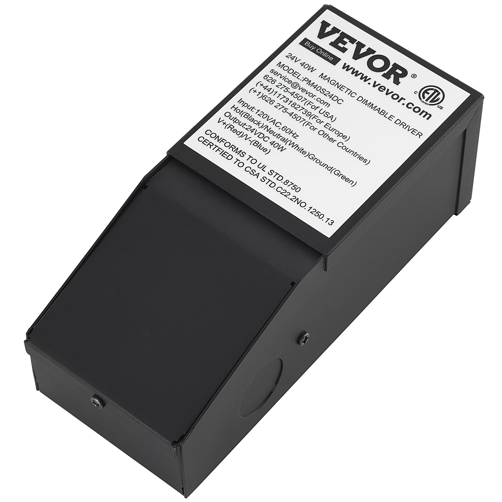 VEVOR Dimmable LED Driver, 24V 40W Magnetic Power Supply, 120V AC - 24V ...