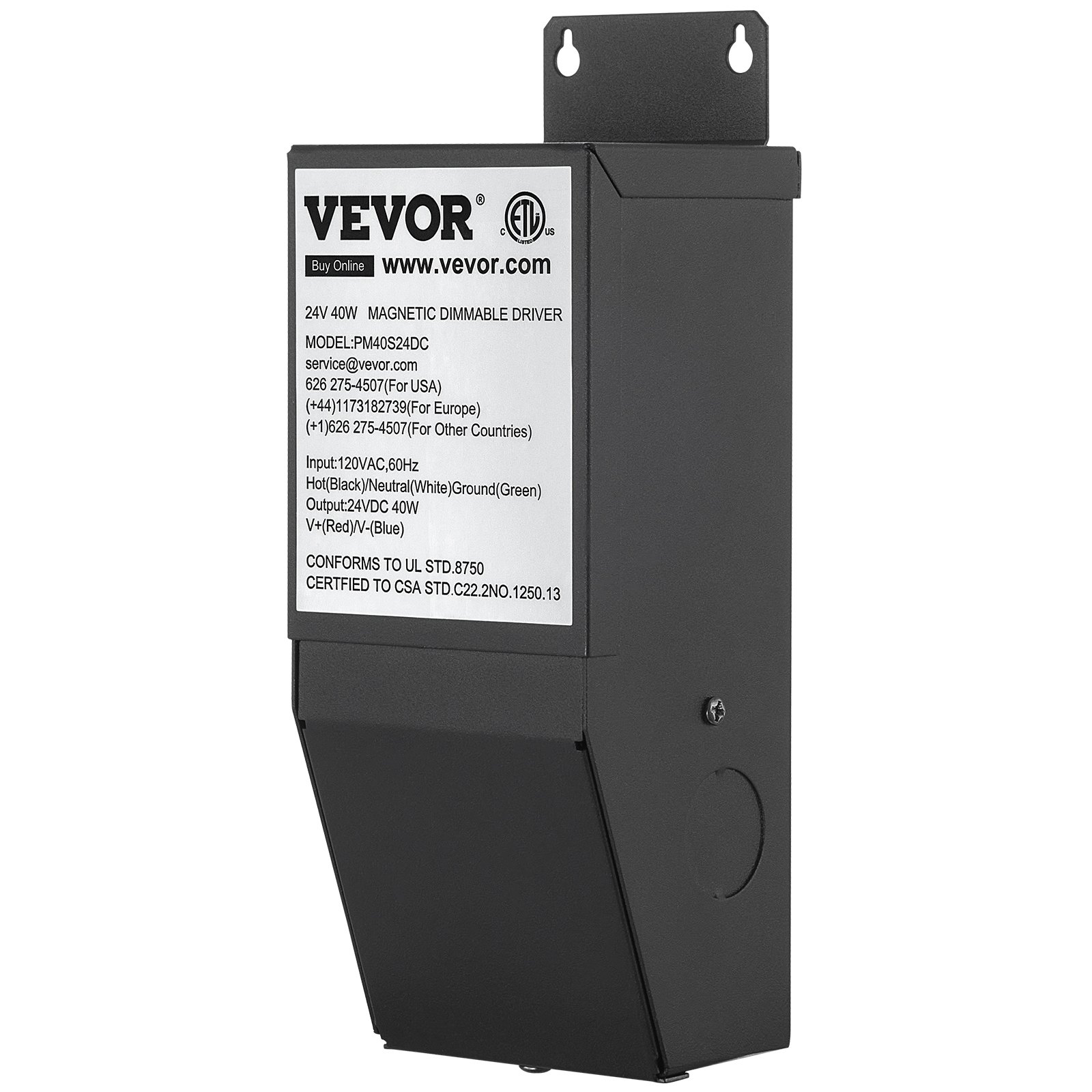 VEVOR Dimmable LED Driver, 24V 40W Magnetic Power Supply, 120V AC - 24V ...