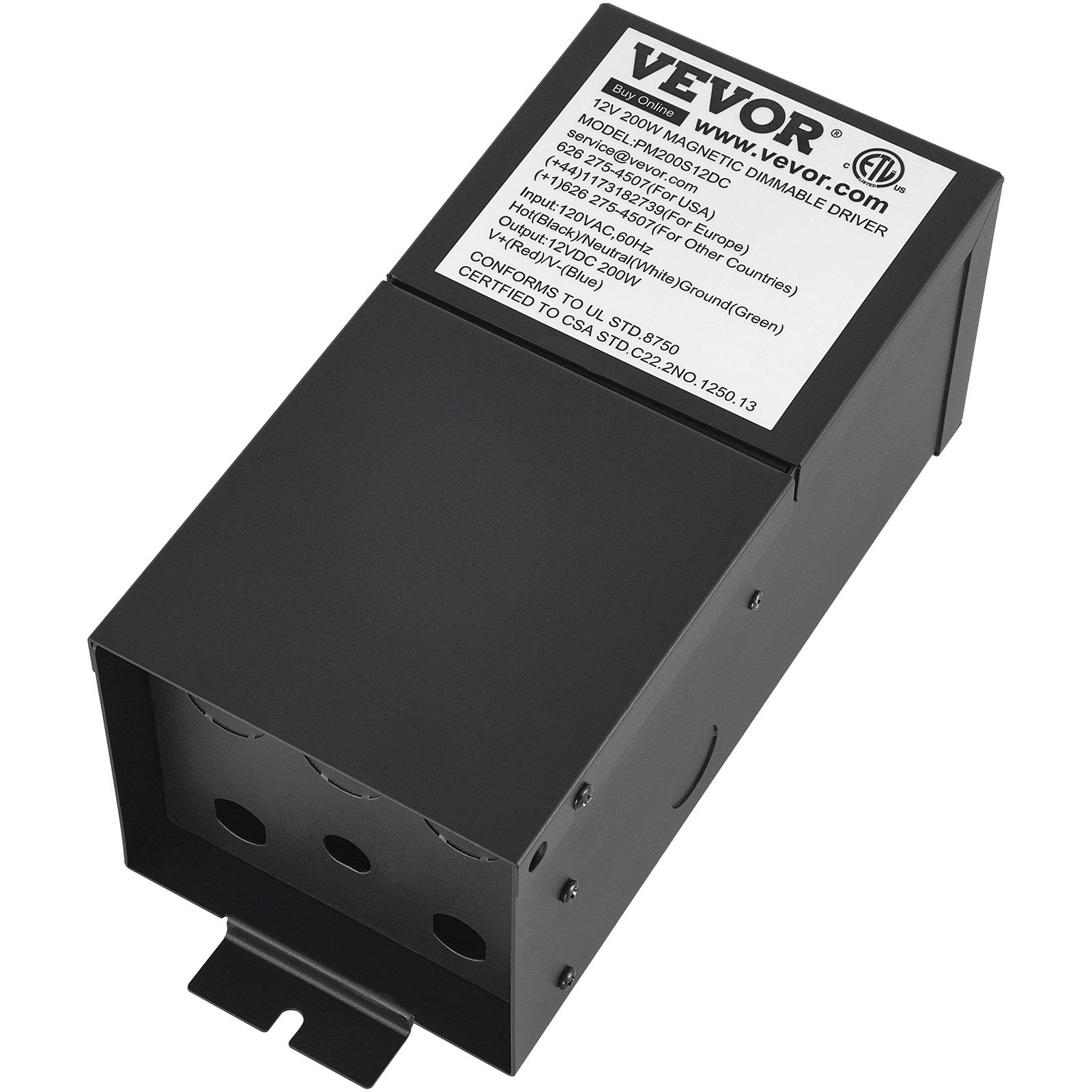 VEVOR Dimmable LED Driver, 12V 200W Magnetic Power Supply, 120V AC ...