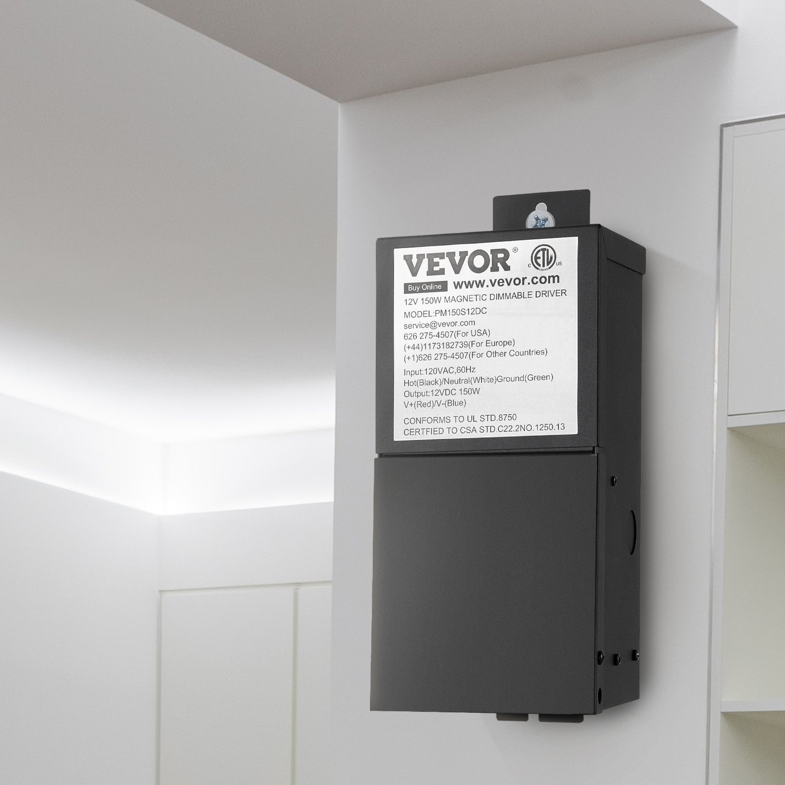 VEVOR Dimmable LED Driver, 12V 150W Magnetic Power Supply, 120V AC ...