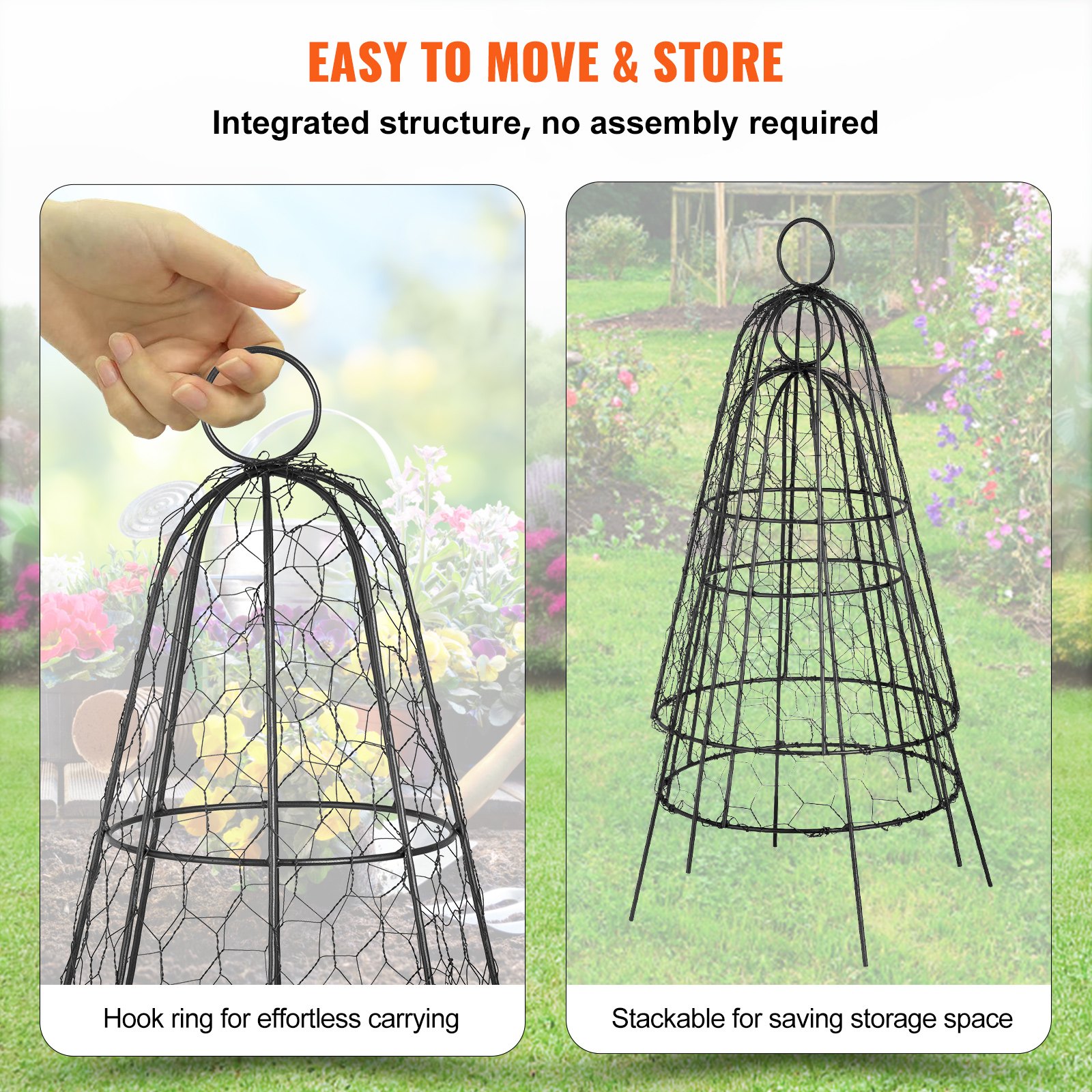 VEVOR Chicken Wire Cloche, 6 Packs 12.2" Diameter x 20" Height, Plant ...