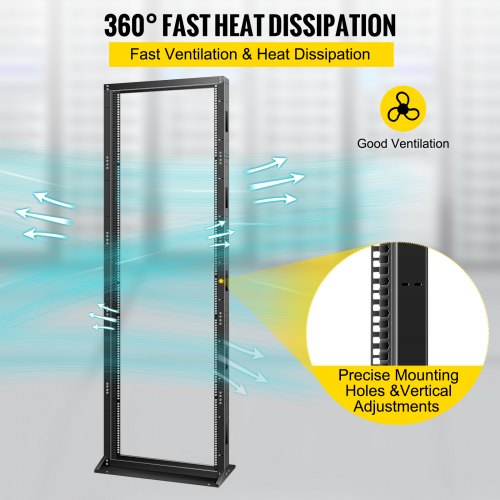 VEVOR Server Rack, 45U Open Frame Rack, 2-Post IT Server Network Relay ...
