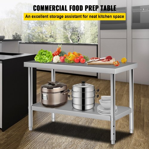 VEVOR Stainless Steel Work Prep Table Commercial Food Prep Table ...
