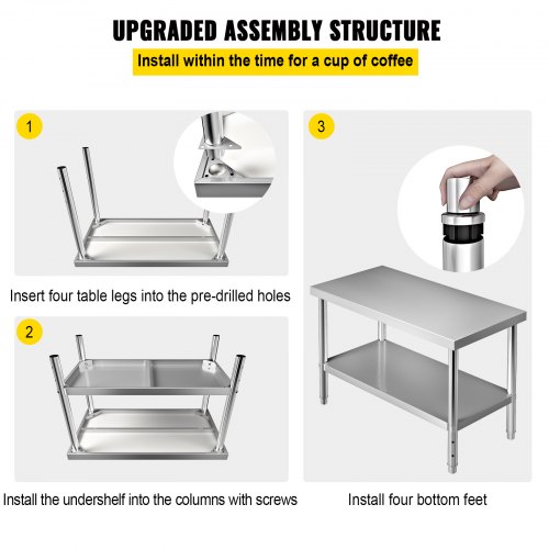 VEVOR Stainless Steel Work Prep Table Commercial Food Prep Table ...