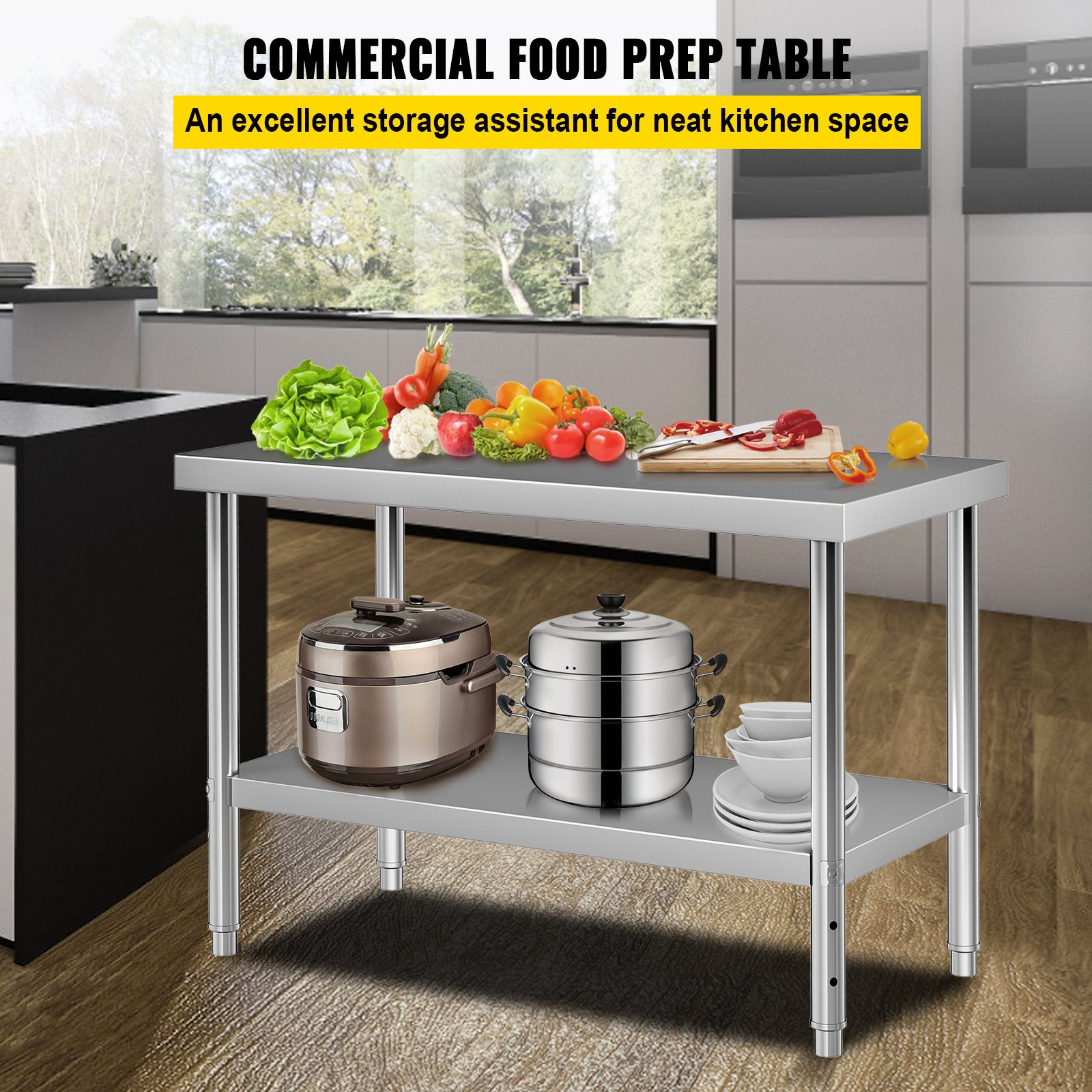 VEVOR Stainless Steel Work Prep Table Commercial Food Prep Table ...