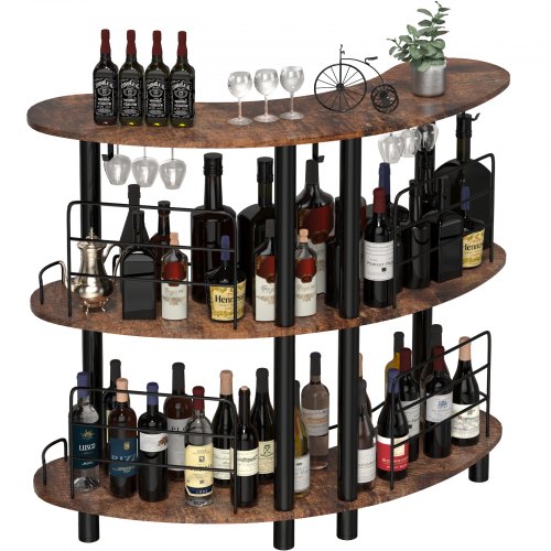 VEVOR Home Bar Unit, 3 Tier for Liquor with Upgrade Guardrails, Corner ...