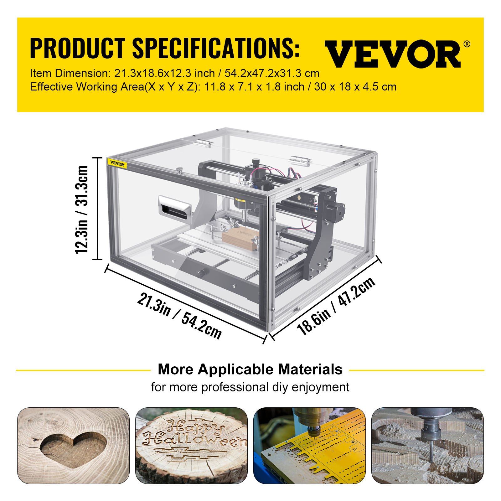 VEVOR CNC 3018 PRO Router Machine, GRBL Control 3-Axis Milling Engraver ...
