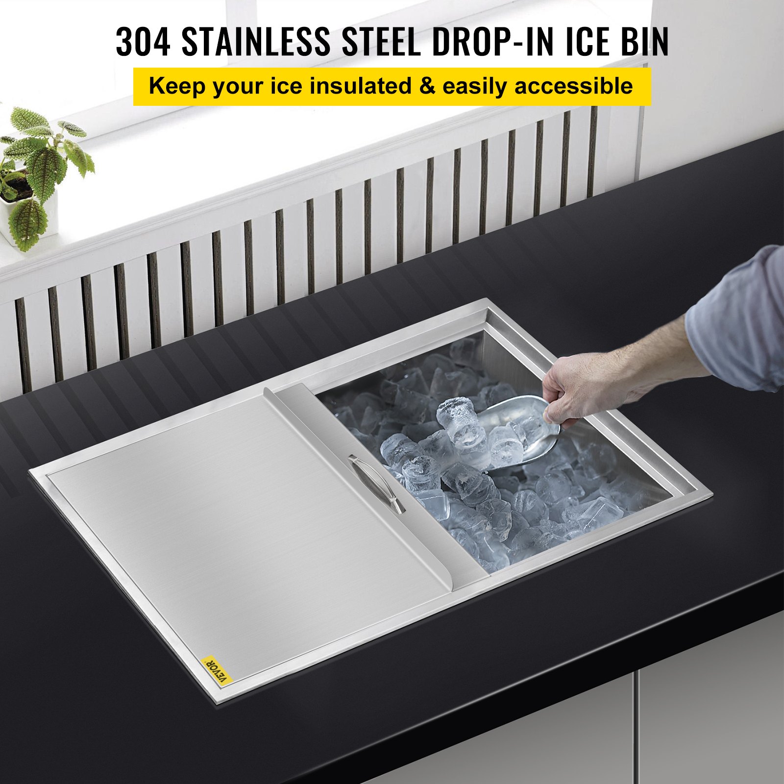 Drop In Ice Chest Cooler Stainless Steel W/ Push-Pull Cover | VEVOR US