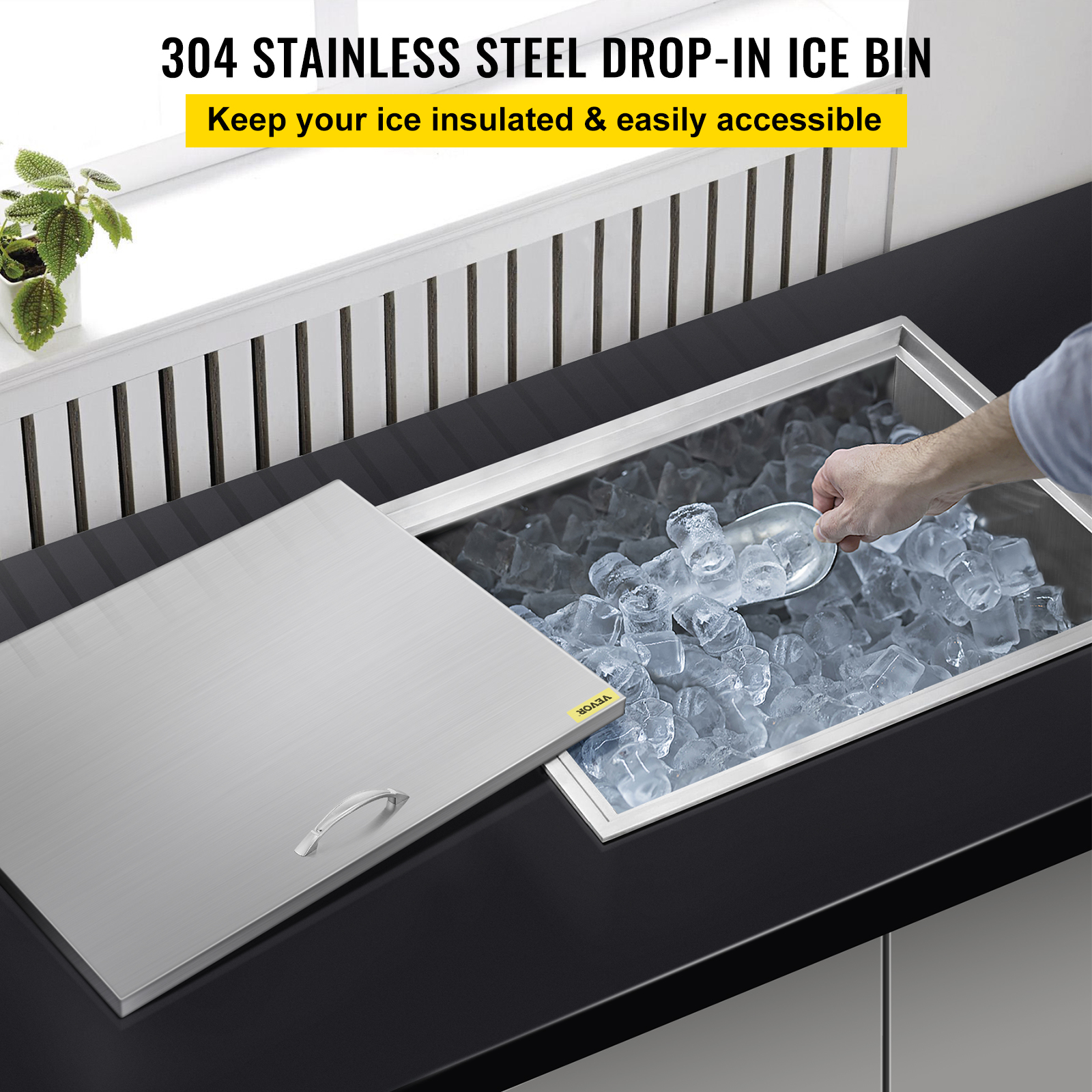 22”x17” Outdoor Kitchen Drop-in Ice Chest Basin Insulated Wall Cooler ...