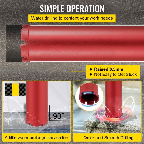 VEVOR Diamond Core Drill, 4.5"/114mm Diameter Core Drill Bit, 14"/355mm ...