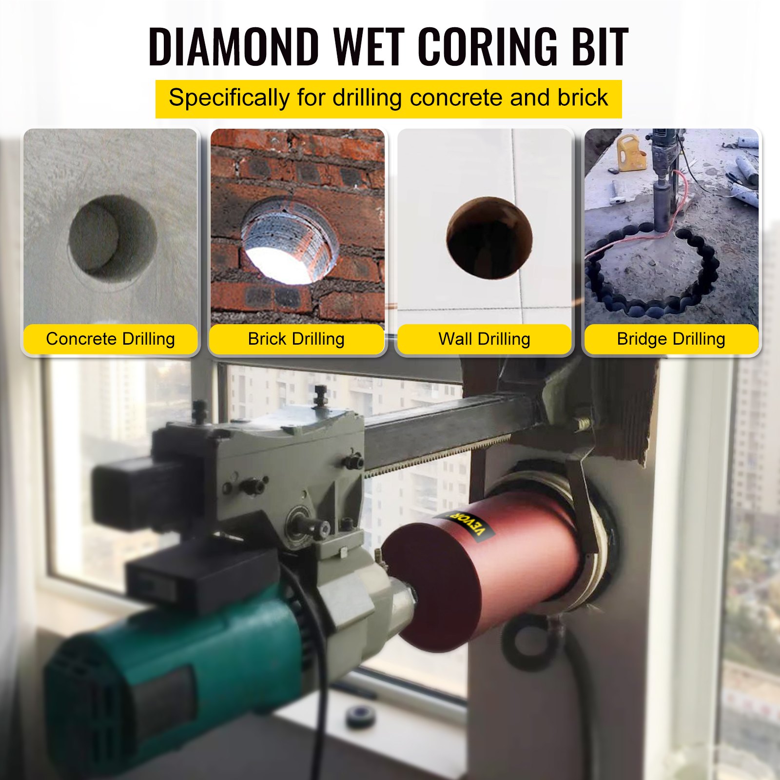 VEVOR Diamond Core Drill, 8"/203mm Diameter Core Drill Bit, 14"/355mm ...