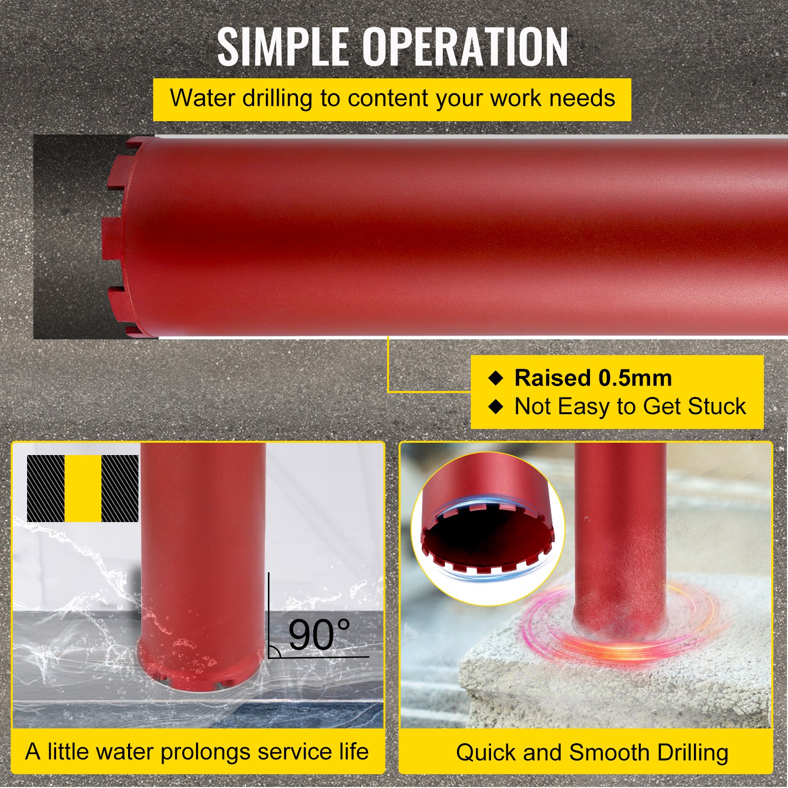 VEVOR Diamond Core Drill, 8"/203mm Diameter Core Drill Bit, 14"/355mm ...