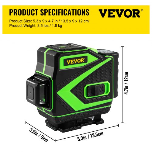 VEVOR VEVOR 12 Lines Green Laser Level Self Leveling 3x360° Cross Line ...