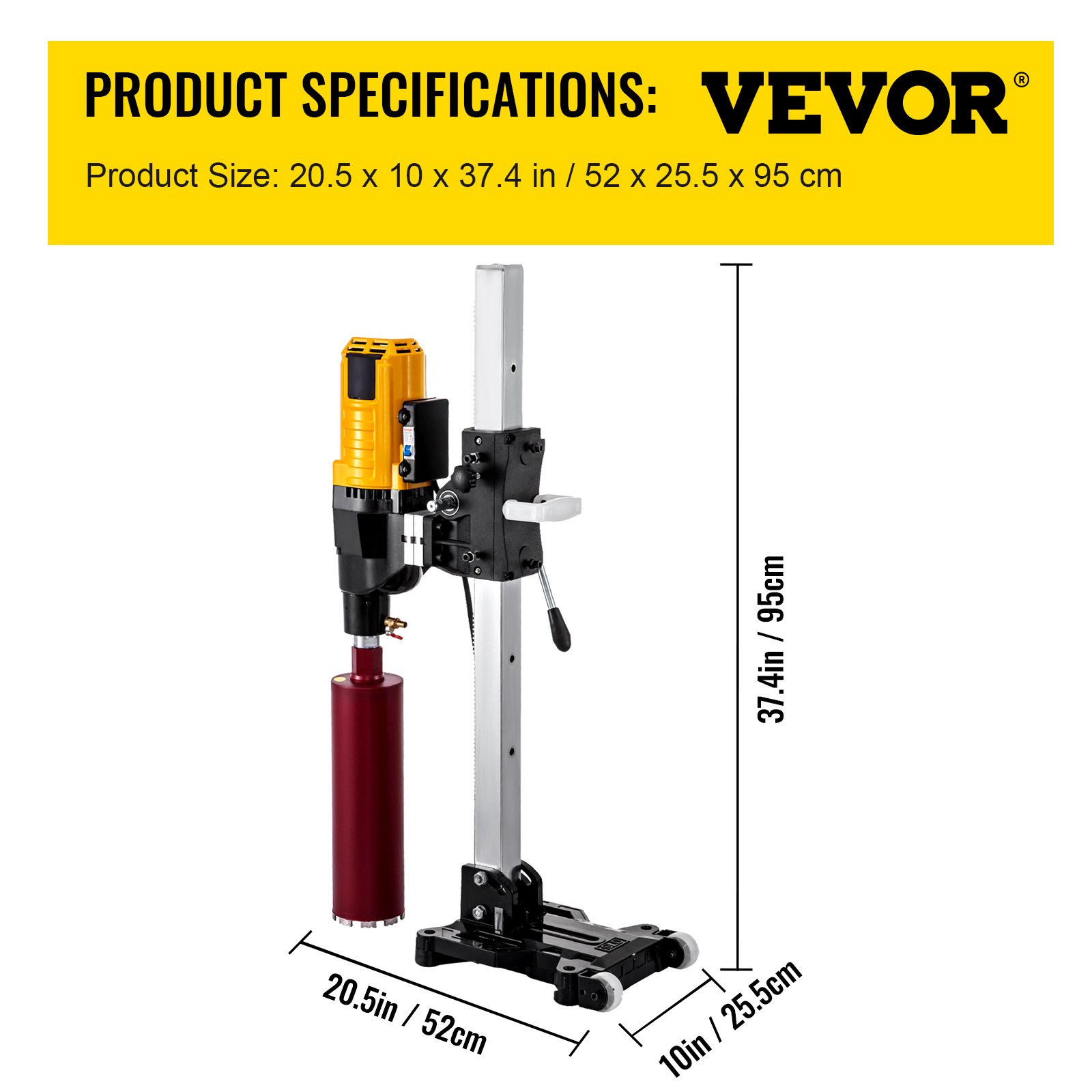 VEVOR Core Drill Machine 355 MM 14 Inches Core Drill Rig Powerful Rugged Diamond Concrete Core ...