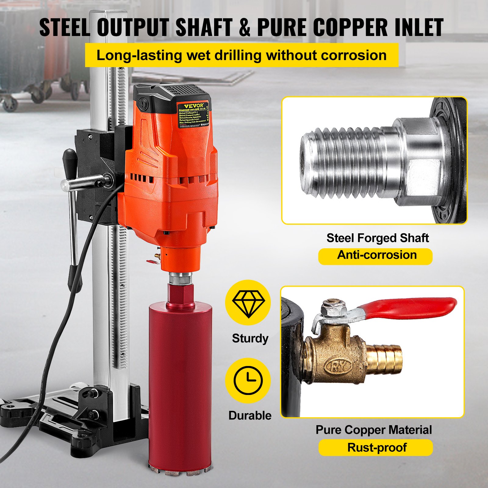 VEVOR Core Drill Machine 305 MM 12 Inches Core Drill Rig Powerful ...