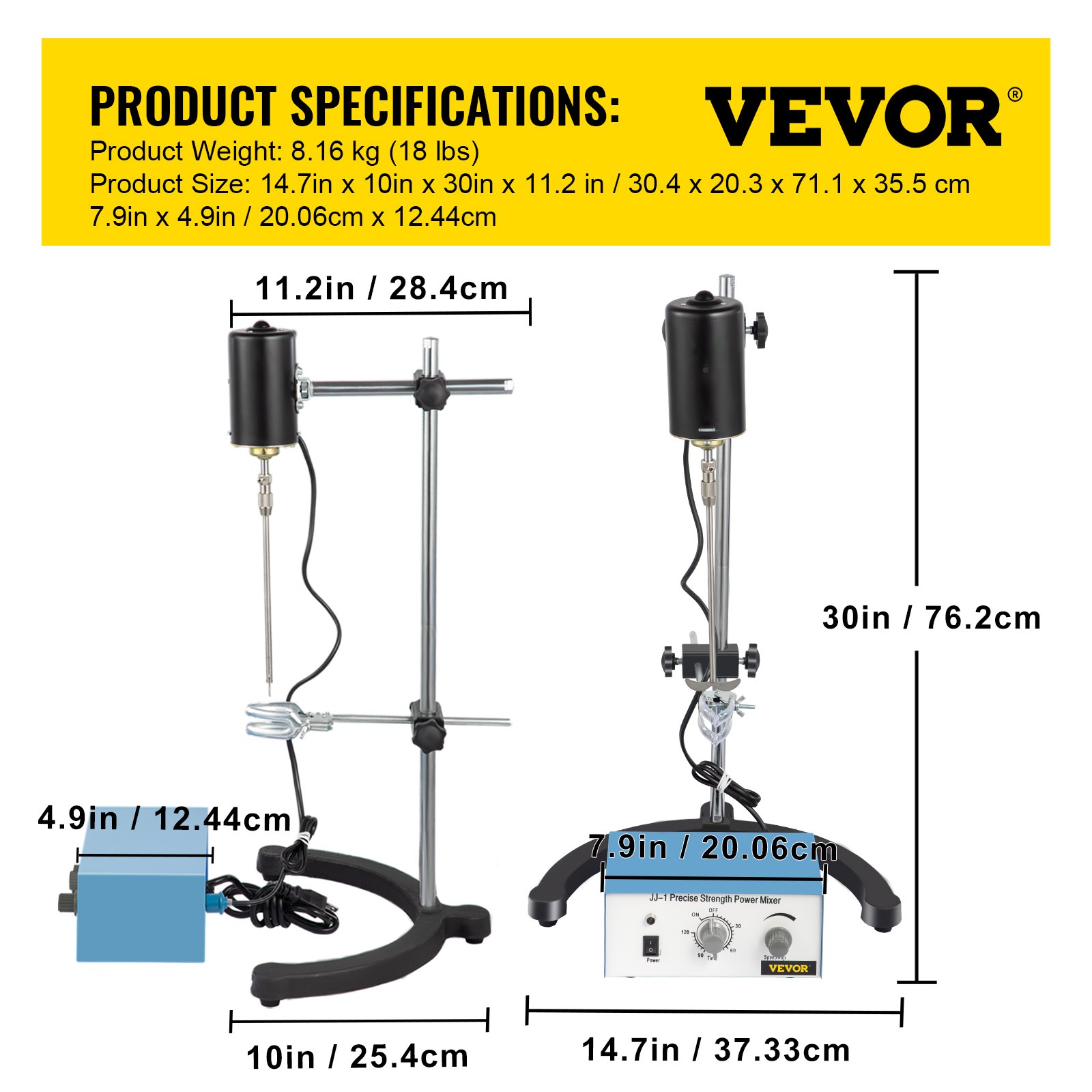 VEVOR Electric Overhead Stirrer Mixer 0-3000 RPM Overhead Stirrer Mixer ...
