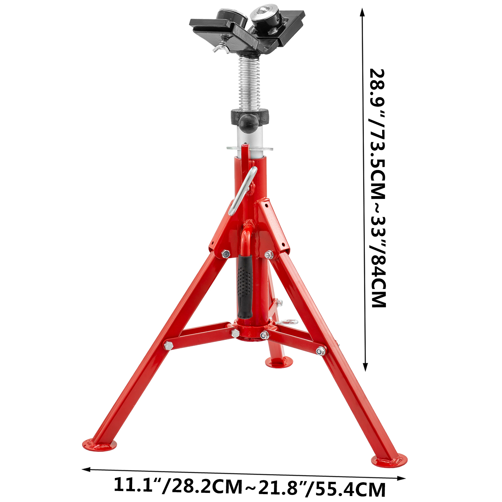 Pipe Jack Stand With 2-Ball Transfer V-Head and Folding Legs 1300LB ...