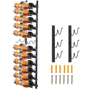 VEVOR Wall Mounted Wine Rack, 12x2 Bottles Wine Holder Towel Rack ...