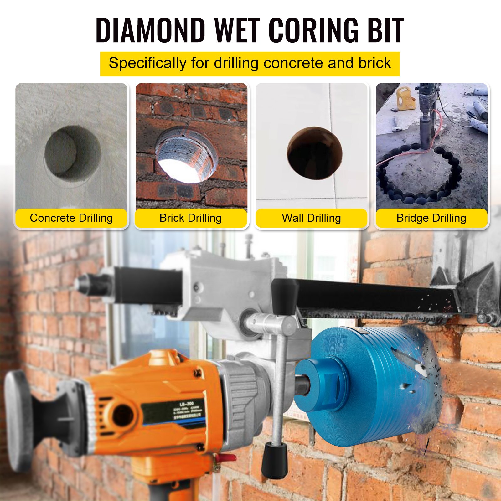 VEVOR Core Drill Bit, 2" / 50.8 mm Diameter 5/8"-11 Threaded, 9.5 ...