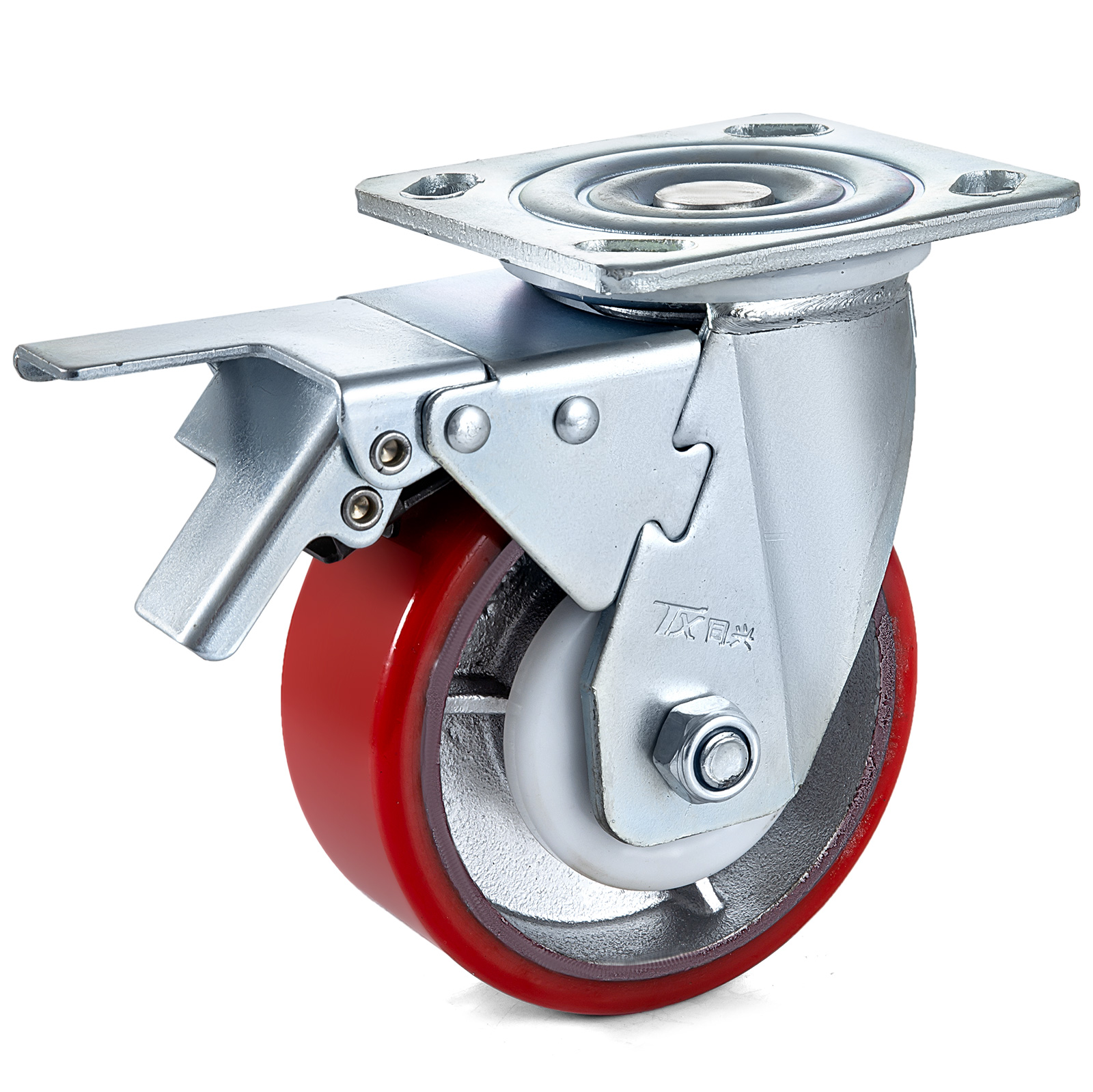 5" X 2" Polyurethane Swivel Caster With Dual Locking Heavy Duty Rigid ...