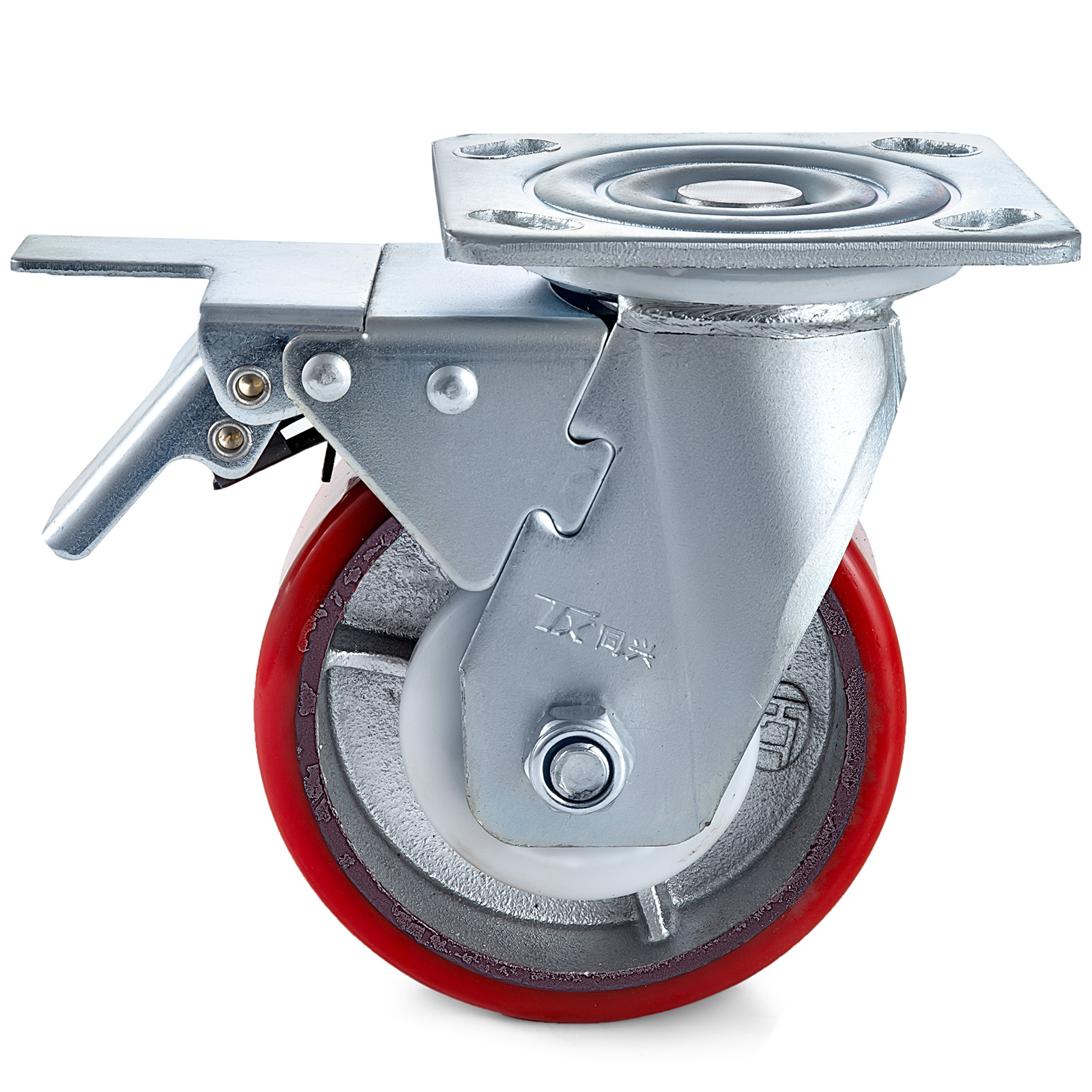 5" X 2" Polyurethane Swivel Caster With Dual Locking Heavy Duty Rigid ...
