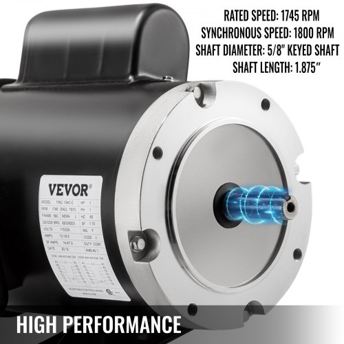 1 Hp Electric Motor 56c 1 Phase Tefc 1800rpm 140156c Rated 1725rpm Cw ...