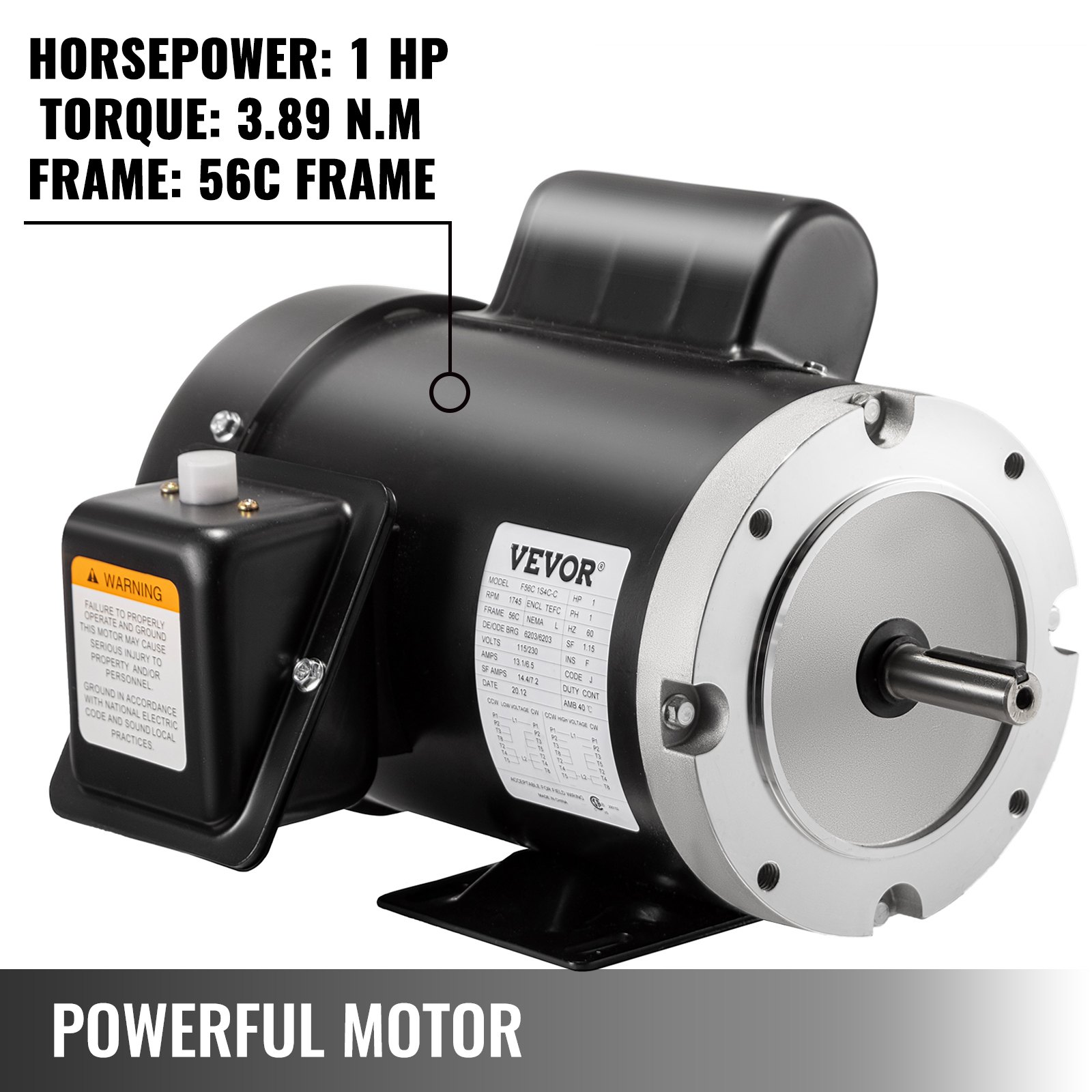 New 1Hp Electric Motor 140156C Single Phase 56C Frame TEFC 115/230V ...