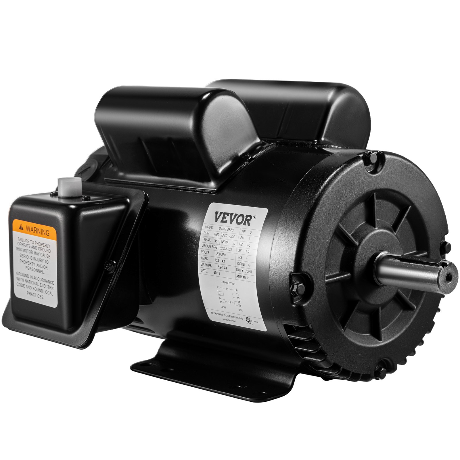 5 Hp Air Compressor Duty Electric Motor 145t Frame 3450 Rpm Single ...