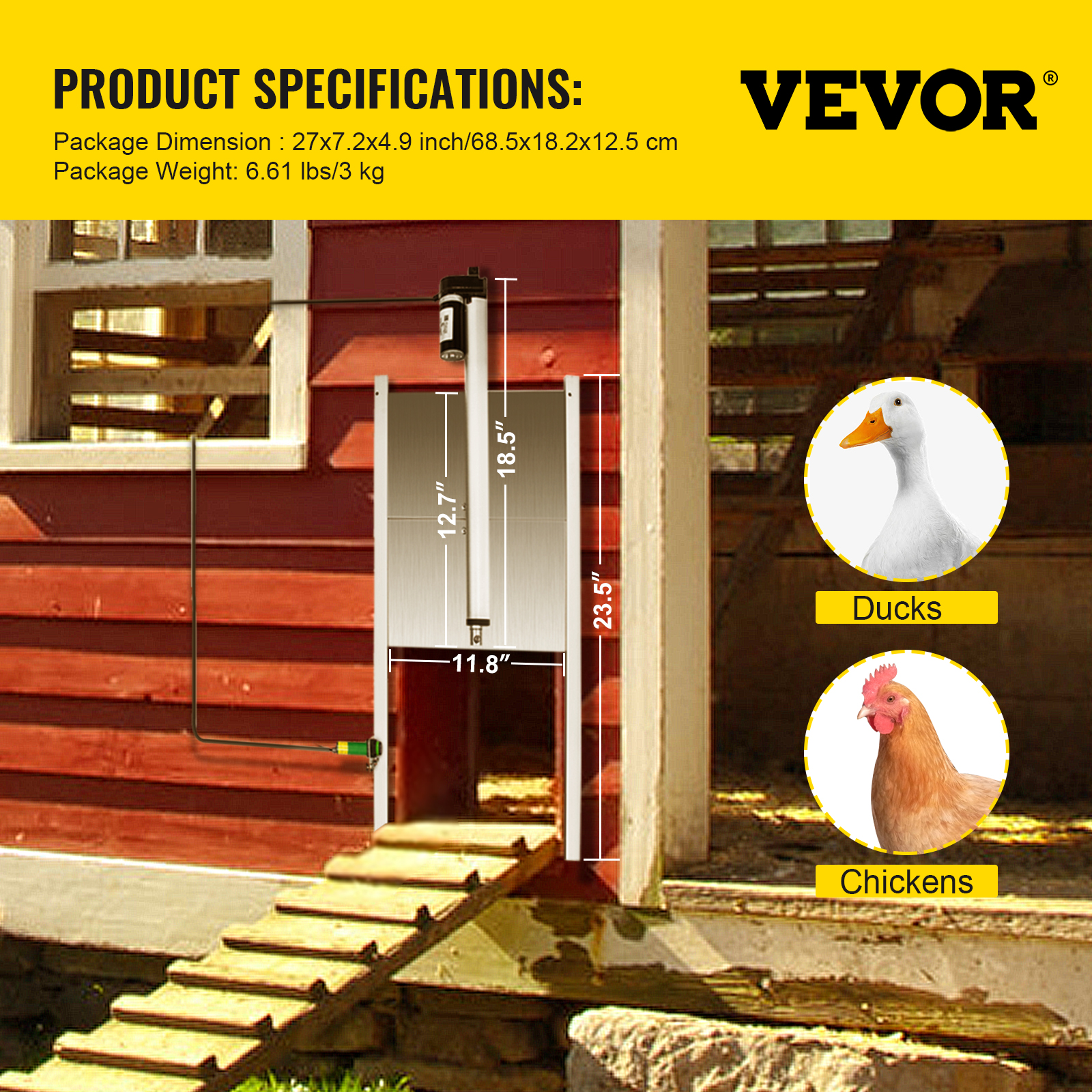 Automatic Chicken Coop Door Opener Chicken Door 12.6x11.8inch For ...