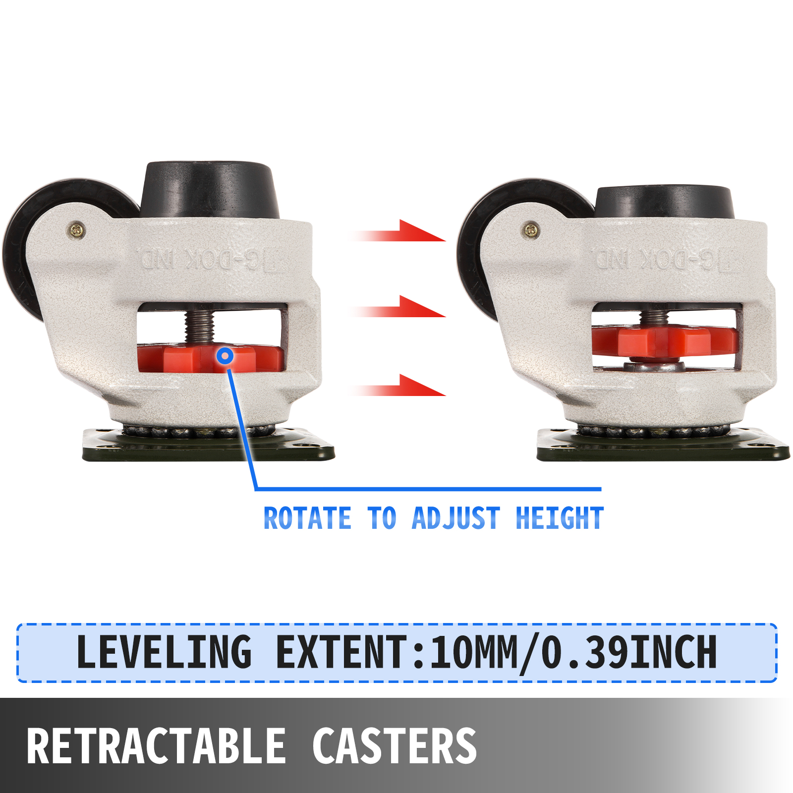 4 Pack Leveling Casters Gd-60f Plate Mounted Footmaster Leveling Caster ...